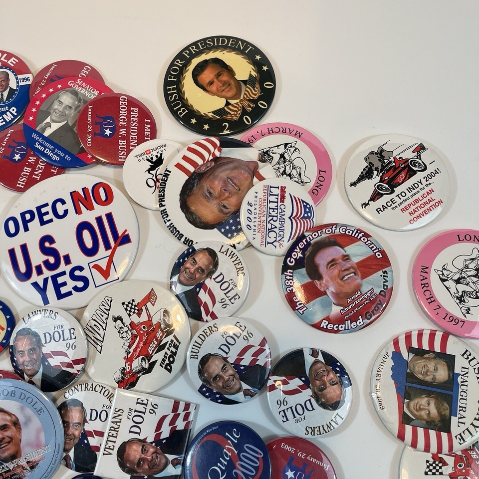 Republican Political Buttons GOP RNC Bush Dole McCain Goldsmith Quayle ...
