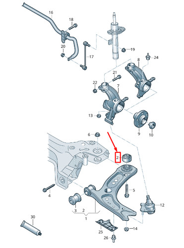 VW T-CROSS C1 FRONT SUSPENSION ARM REAR RUBBER MOUNT 2Q0407183B | eBay