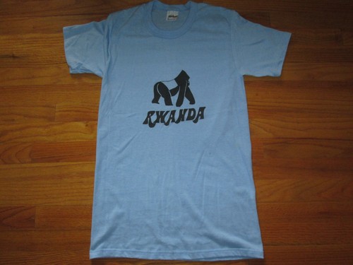 RWANDA Vtg 80s Single Stitch APE Gorilla silverback activist climate t ...