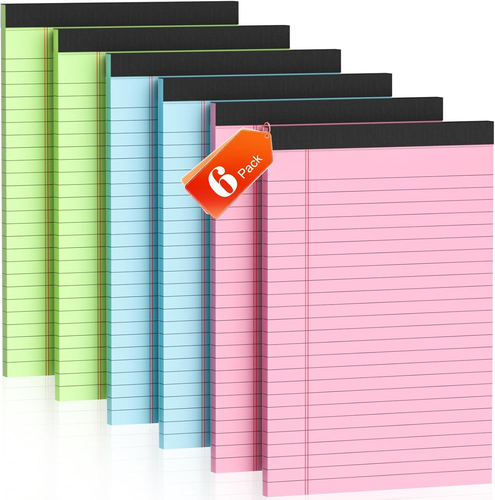 6 Pack Legal Pads 5X8 Note Pads College Ruled Notepad Pink/Green/Blue ...