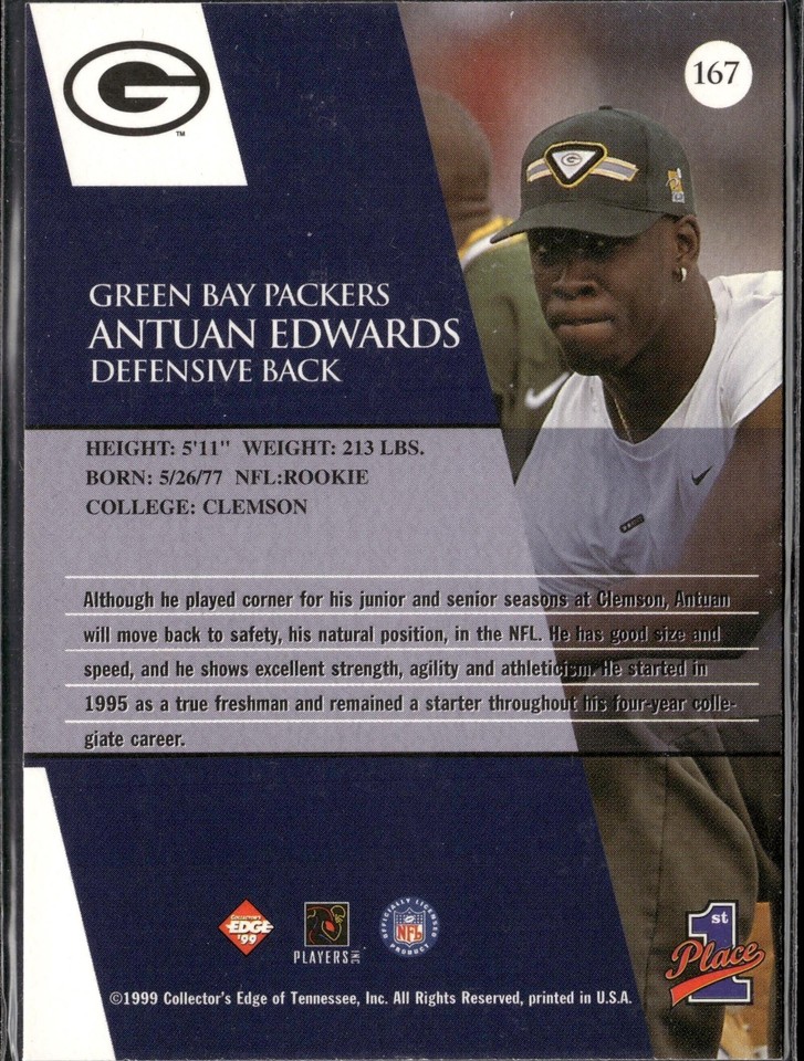 1999 Collector's Edge First Place #167 Antuan Edwards Gold Ingot | eBay
