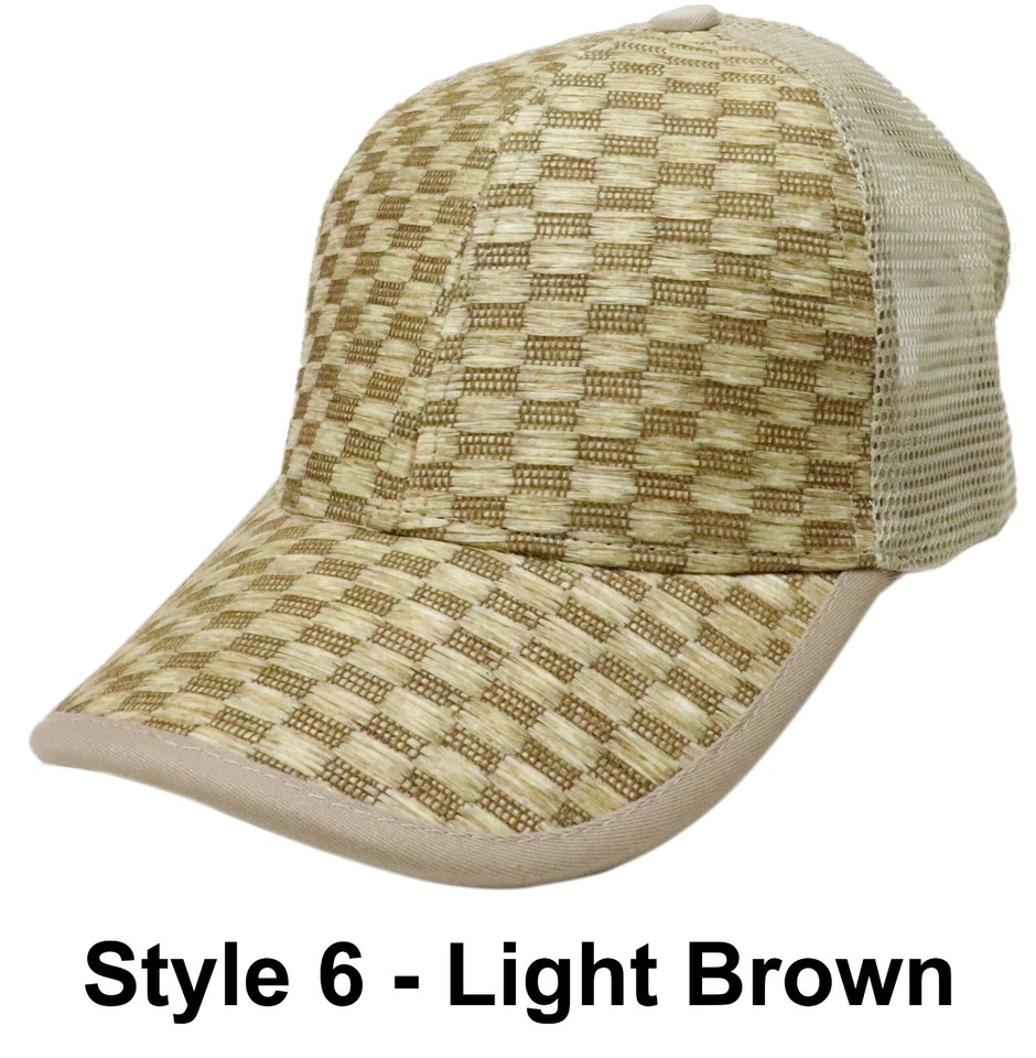 Men Women New Wicker Straw Woven Baseball Cap Curved Visor Summer Hat ...