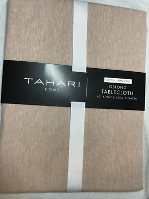 TAHARI HOME TABLECLOTH 60 X 104 OBLONG BLUSH COTTON LINEN NIP | eBay ...