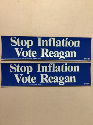 (2) Vintage “Stop Inflation Vote Reagan” Bumper Sticker Ronald Reagan ...