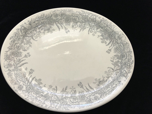Vintage Tepco China USA Heavy Platter Serving Tray Gray Floral Design ...