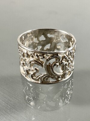 Vintage 925 Sterling Silver Filigree Ornate Design Open Work Ring Size ...