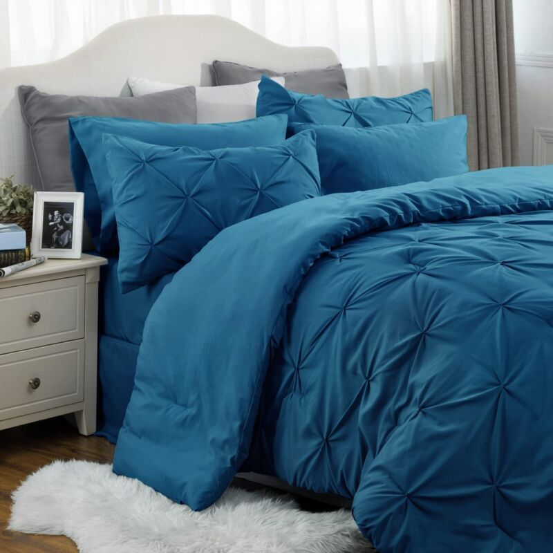 Bedsure King Size Comforter Set - Bedding 7 Pieces, King, Teal | eBay