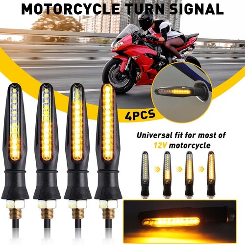 4X Sequential Motorcycle LED Turn Signal Blinker Light Indicator Amber ...