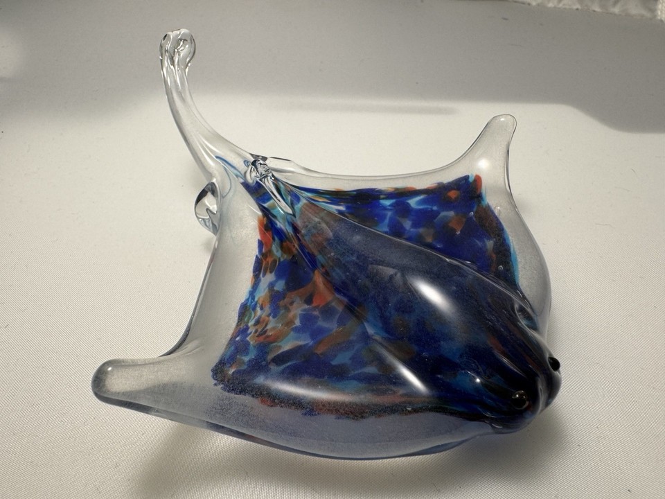 Dynasty Gallery Hand Fused Art Glass Stingray Manta Ray Long Vintage | eBay