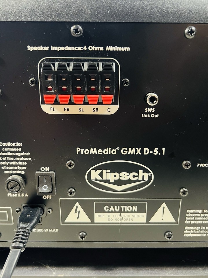 Klipsch ProMedia Sub GMX D-5.1 300 Watt Speaker 4 Ohms Subwoofer w ...