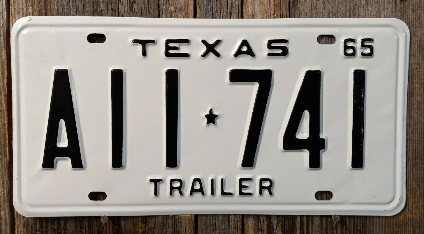 🐾 1965 TEXAS "TRAILER" LICENSE PLATE 741 (NEW UNUSED) | eBay