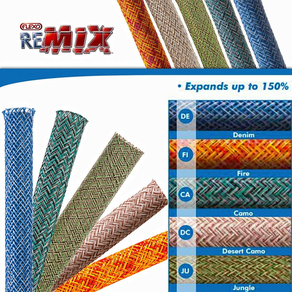 Techflex Flexo Remix PET Expandable Braided Sleeving - Different Color Options | eBay