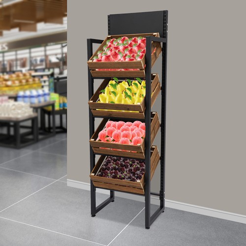 4Tier Market Retail Display Rack Shelf Merchandiser Fruit Vegetable ...