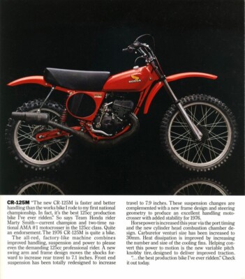 1976 Honda CR125M Ad Motocross Motorcycle POSTER 24 X 24 INCH Sweet! | eBay
