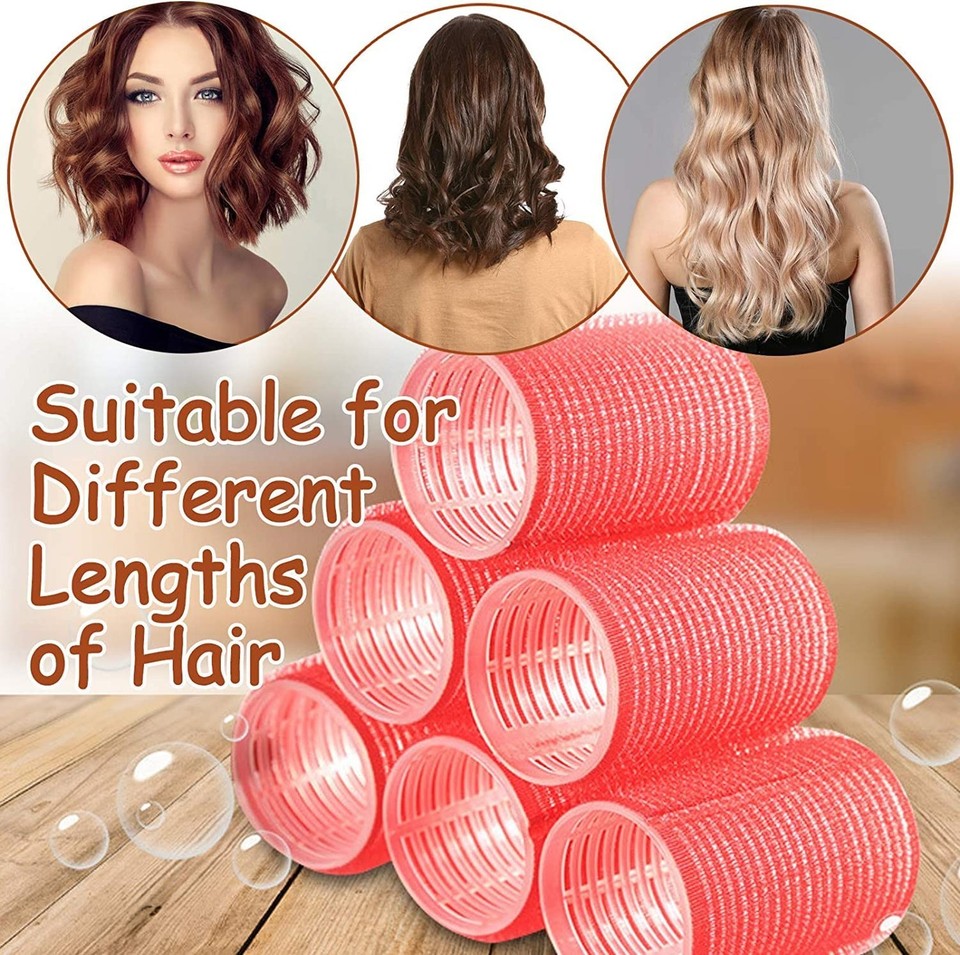 Jumbo Hair Rollers, 12 Packs Large Rollers For Hair, Self Grip Salon ...