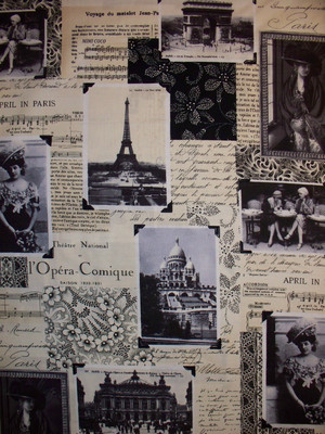 VINTAGE PARIS TRAVEL EIFFEL TOWER SCRIPT WRITING COTTON FABRIC FQ | eBay