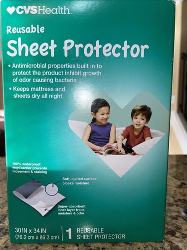 CVS Health Reusable Sheet Protector 30x34 Inches New Waterproof Blocks ...