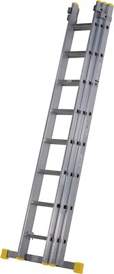 8-Tread Triple Section Extension Ladder 2.45m Aluminium 5.81m Reach ...