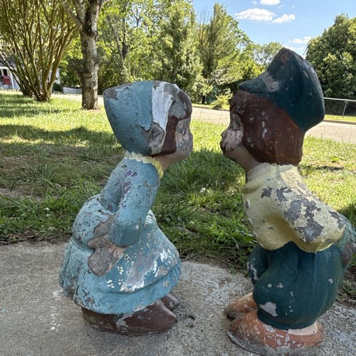 Vintage Dutch Concrete Kissing Boy & Girl Garden Statues | eBay