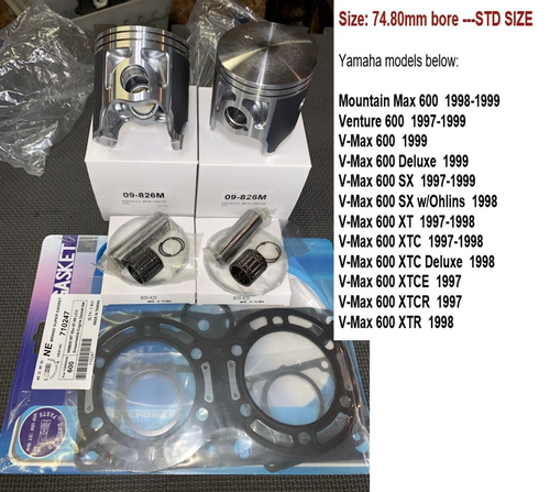 1997 1998 Yamaha 600 V-Max SX w/Ohlins_XT_XTC_XTCE_XTCR_XTR Pistons ...