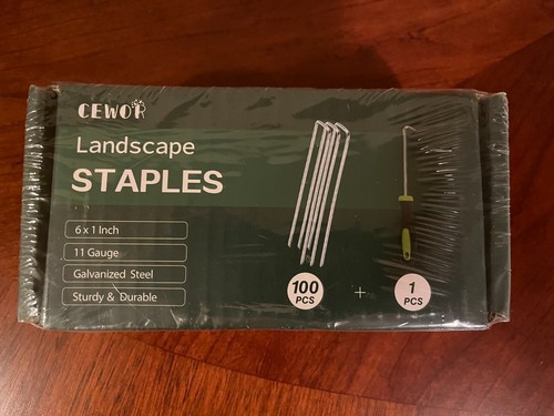Box of 100 Cewor Landscape Staples 6" 11 Gauge Galvanized Garden U ...