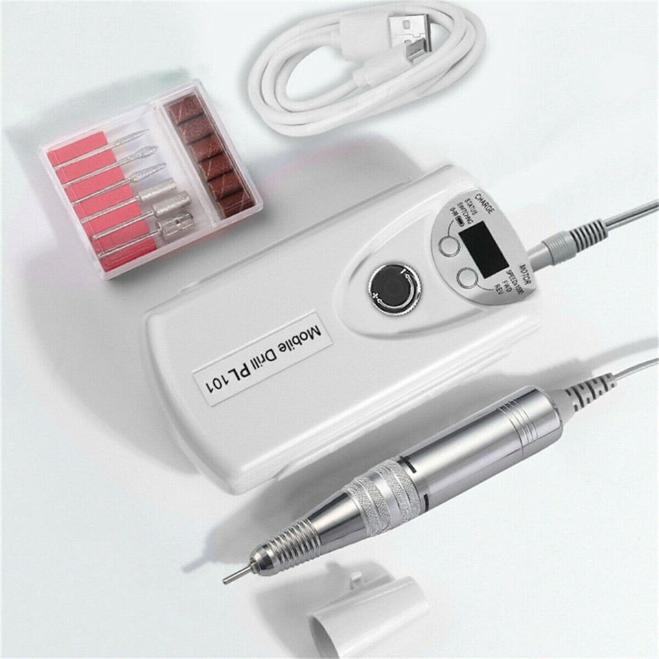 35000RPM Rechargeable Electric Nail Drill Machine Portable Manicure ...
