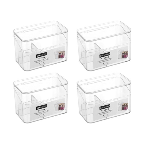 4x Boxsweden Crystal 14cm Clear Cosmetics Box w/ Flip Lid Organiser ...