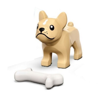 Genuine LEGO® Bull Dog Animal Minifigure Tan French Bulldog Pug & Bone ...