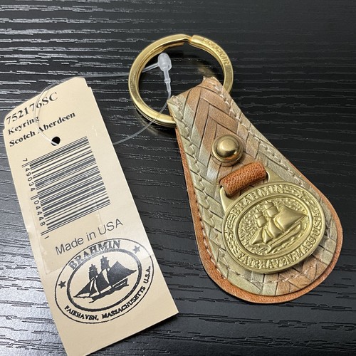 Brahmin Vintage SCOTCH ABERDEEN Genuine Leather Key Ring W/Brass Metal ...