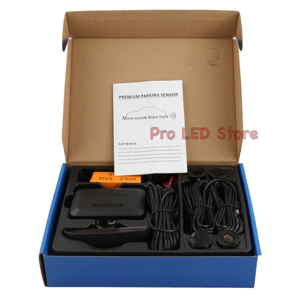 4 Parking Sensors LED Car Auto Backup Reverse Rear Radar System Alert ...
