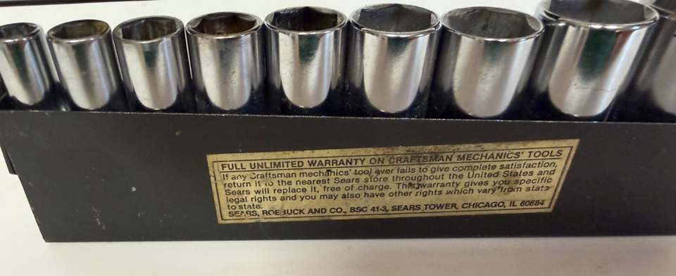 VINTAGE CRAFTSMAN 9 Pc 3/8” DRIVE 6pt DEEP WELL SOCKET SET 3/8–7/8” V ...