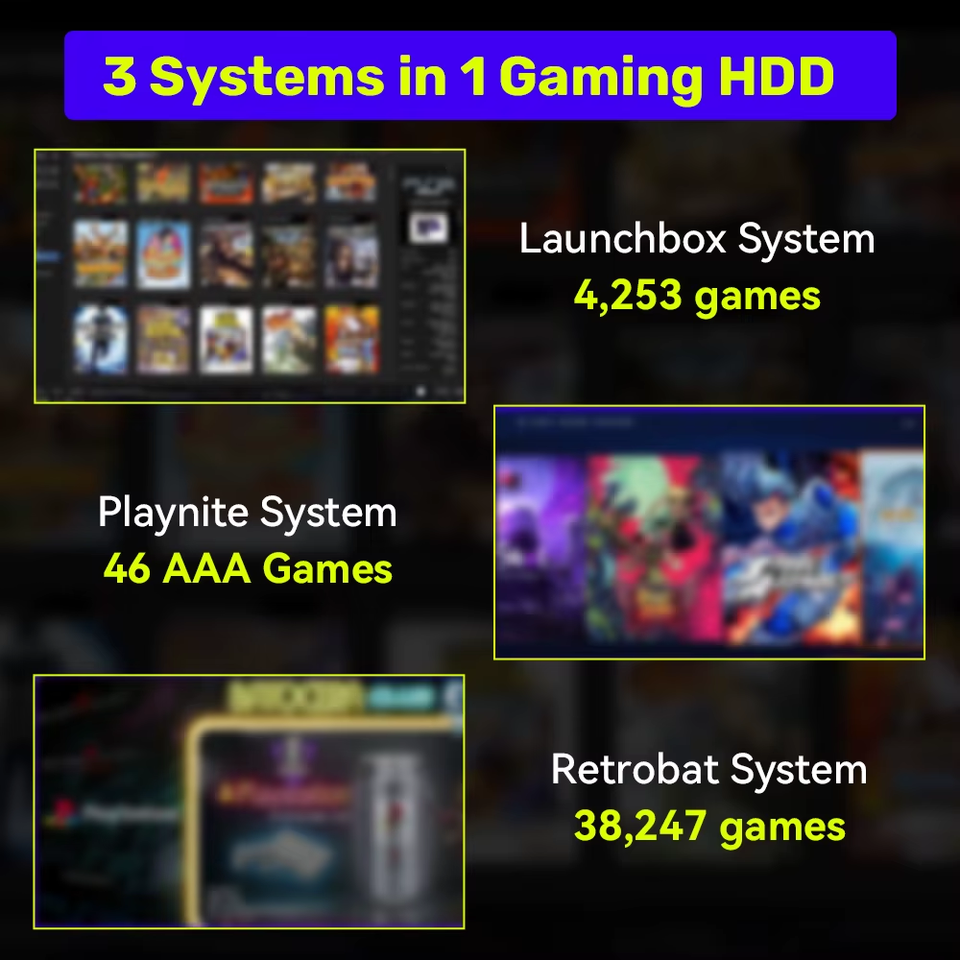 Hyper Base MIX 500G Retro Gaming HDD Launchbox＆Playnite＆Retrobat for Xbox/Ps3/Sw | eBay