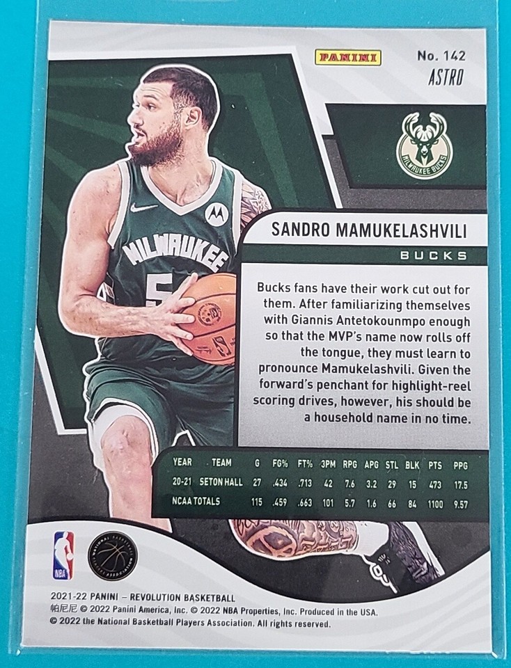 2021-22 Revolution Astro RC #142 Sandro Mamukelashvili Bucks BASKETBALL ...