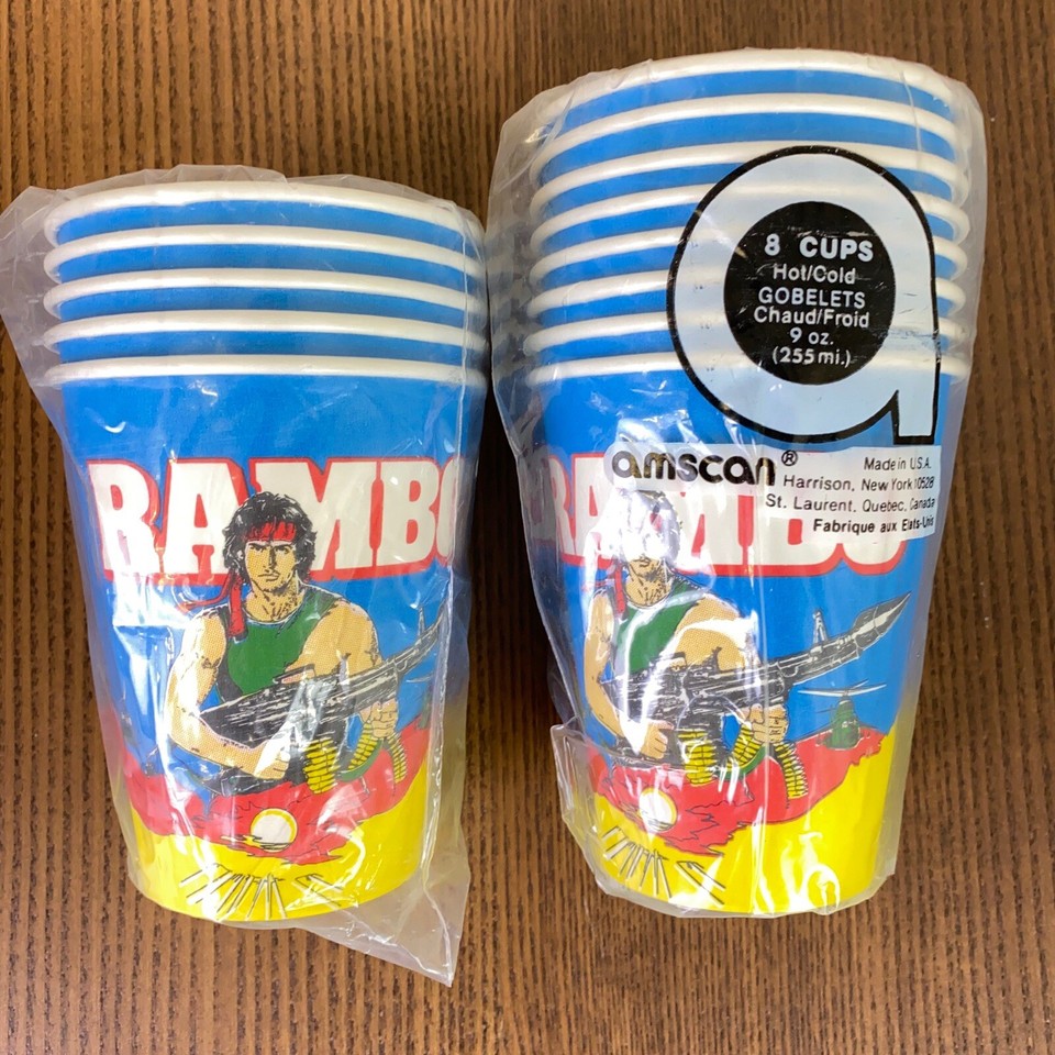 Rambo Stallone Vintage 80s Kids Party Favors Plates Cups Supplies Set ...