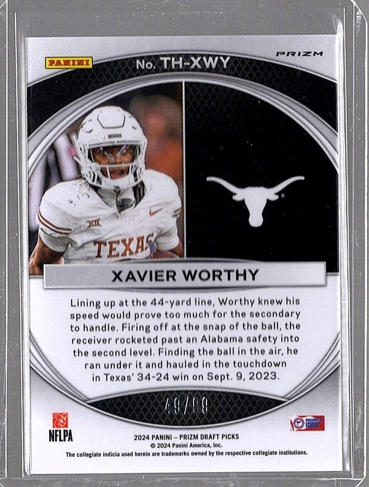 2024 Panini Prizm Draft Picks Xavier Worthy Trophy Hunting Blue Ice 49/ ...
