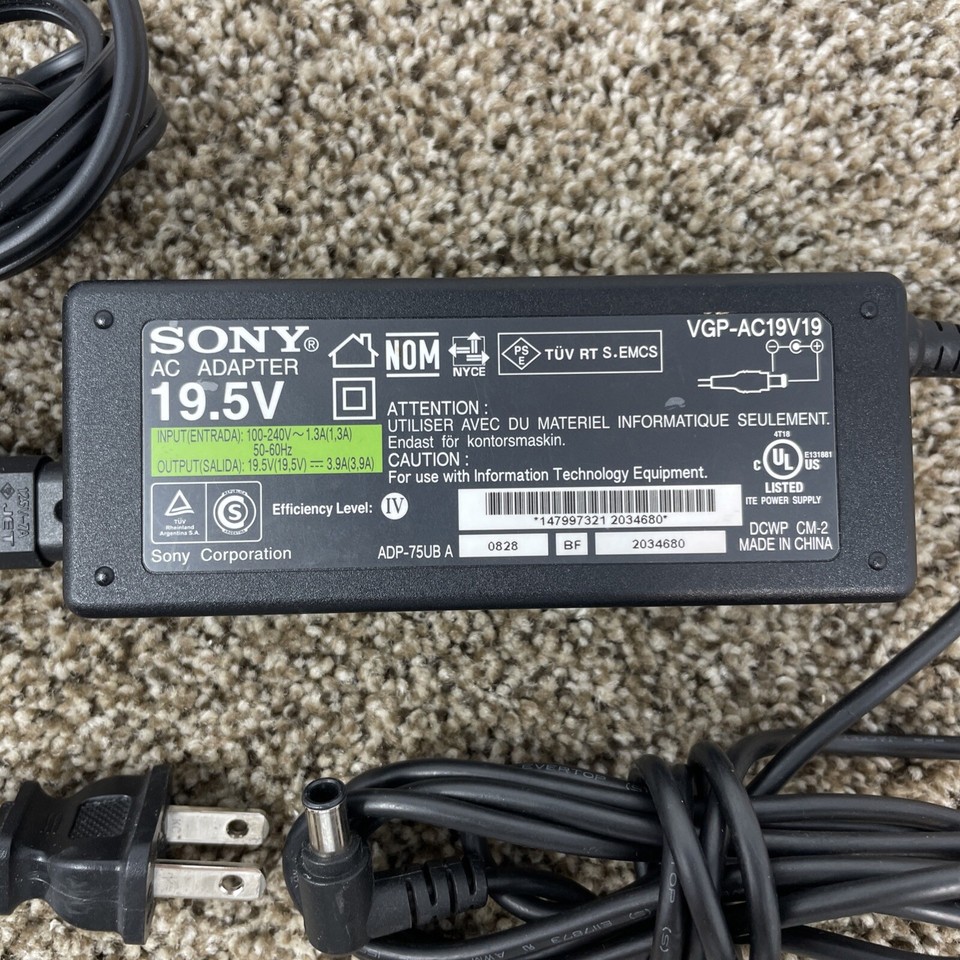 Genuine Sony Laptop Charger AC Adapter Power Supply VGP-AC19V19 19.5V 3 ...