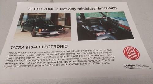 1993 TATRA 613-4 ELECTRONIC Original Sales Leaflet VERY RARE 17 Cars ...