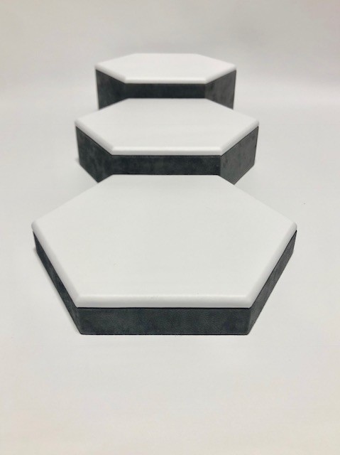 Set of 3 Hexagonal Display Risers / Blocks / Stands for Jewellery Ash ...
