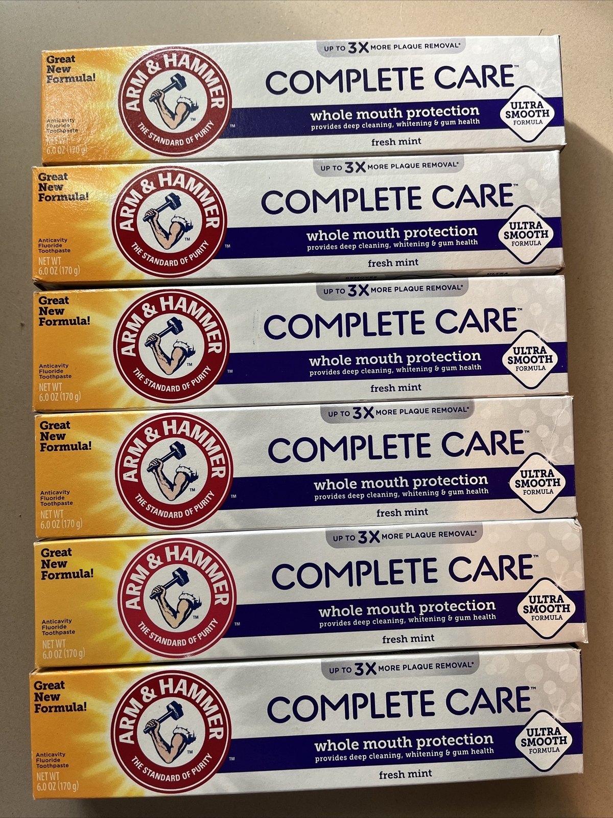 6 Pack Arm & Hammer Complete Care Toothpaste Fresh Mint 6.0 oz Each Exp ...