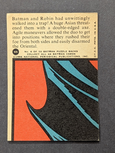 1966 Topps Batman - Series A (Red Bat) - #6A Facing The Axe, VG-EX ...