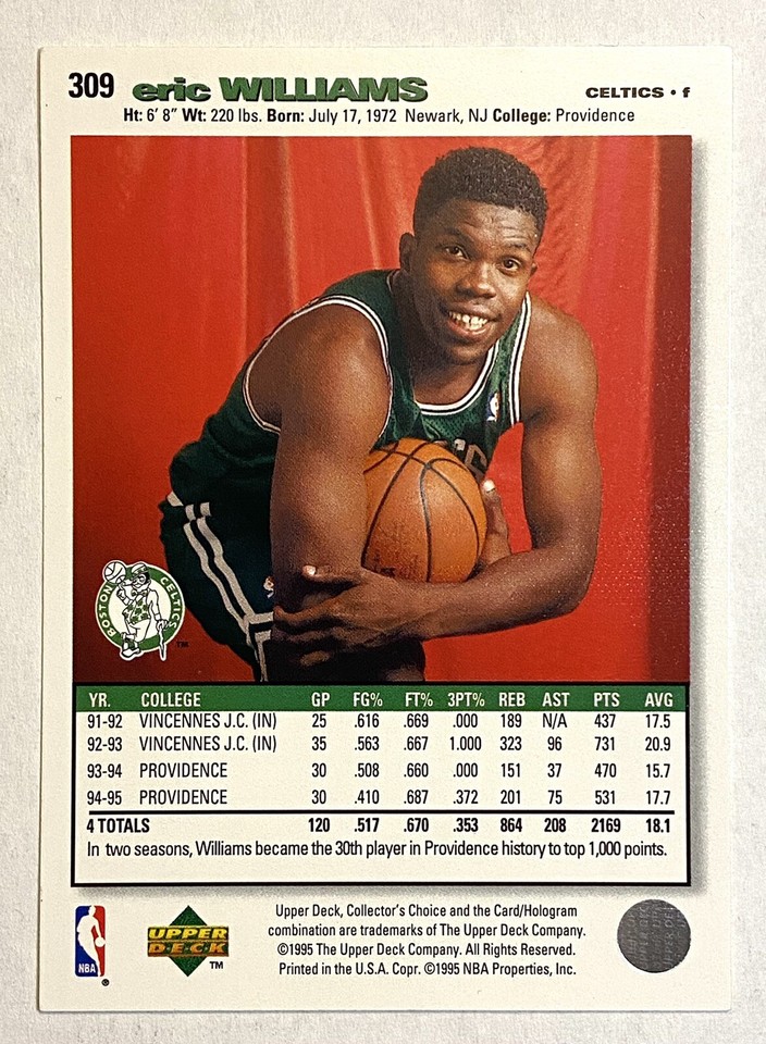 1995/96 Upper Deck Collector's Choice Basketball Card #309 Eric ...