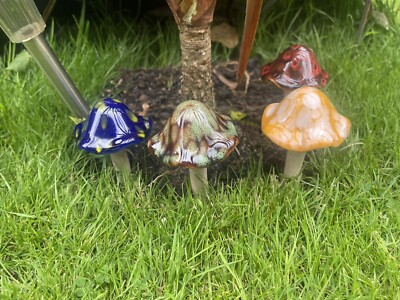 Set of 4 Ceramic Toadstool Mushrooms Fairy Garden Plant Pot Decor | eBay UK