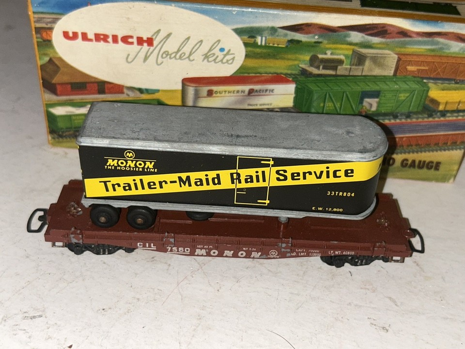 Vintage Toy Ulrich Model Kits HO Flat Car Monon Truck Trailer-Maid Rail ...