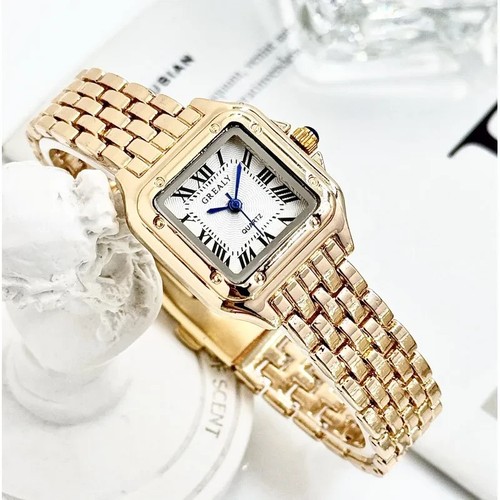 GREALY Women's Watch Luxury Classic Retro Square Waterproof Diamond ...
