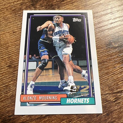 Alonzo Mourning Rookie Card 1993 Topps Basketball ‘92 Draft Pick #393 ...