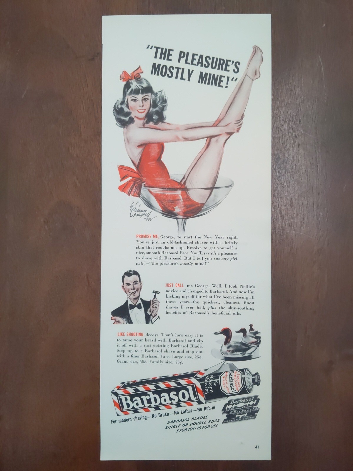 Vintage 1943 barbasol print ad. original item. World War 2 ...