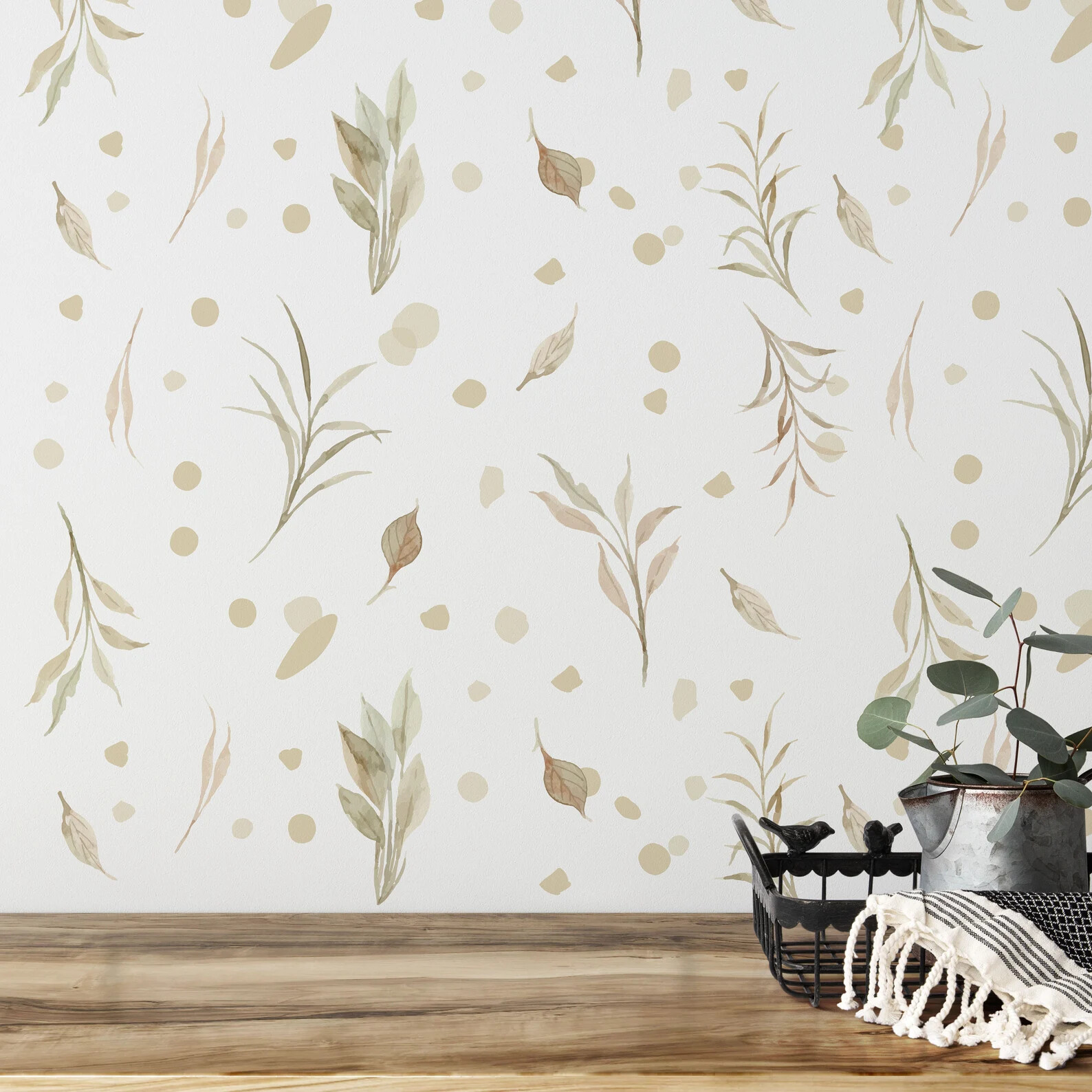 Pale Green Leaves Wall Stickers Floral Greenery Nursery Decals ...