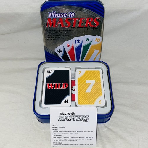 Phase 10 Masters Edition Card Game Mattel Complete in Tin with ...