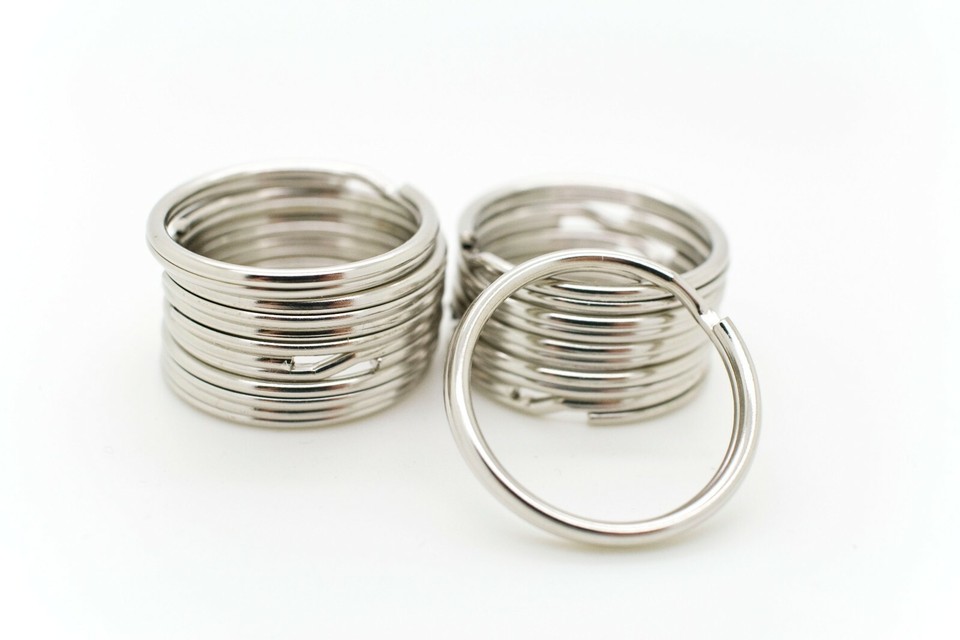 WHOLESALE LOT 10 25 50 100 STURDY KEY RINGS SPLIT RINGS KEYCHAIN 28mm 1 ...