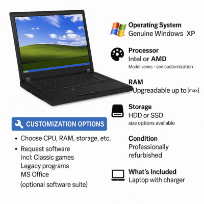 💻 Customizable Windows XP Laptop – Classic OS, Modern Convenience! 🔧 | eBay